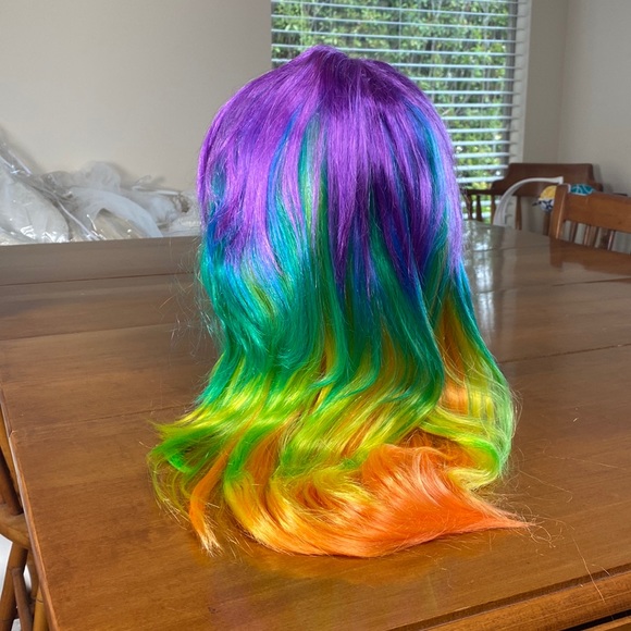 Hot Topic | Accessories | Rocker Layered Rainbow Multi Color Wig Purple ...